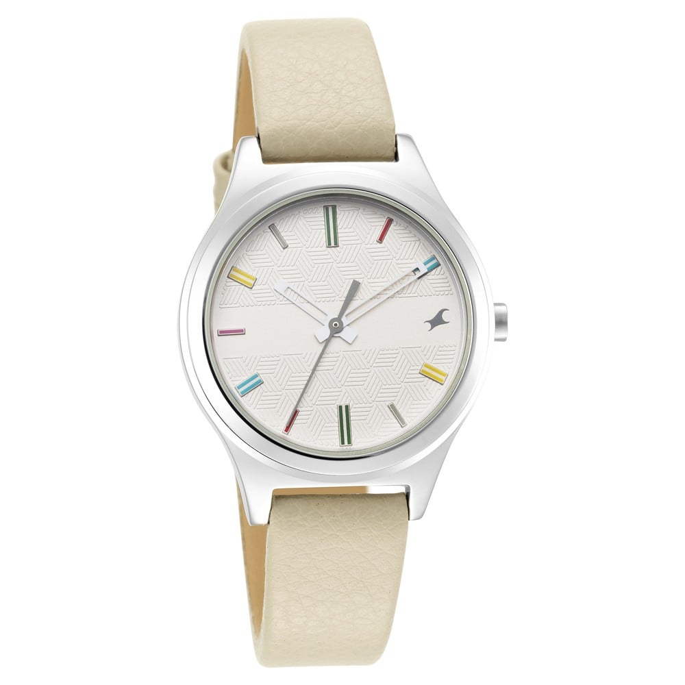 Buy Online Fastrack Stunners Quartz Analog White Dial Leather Strap ...