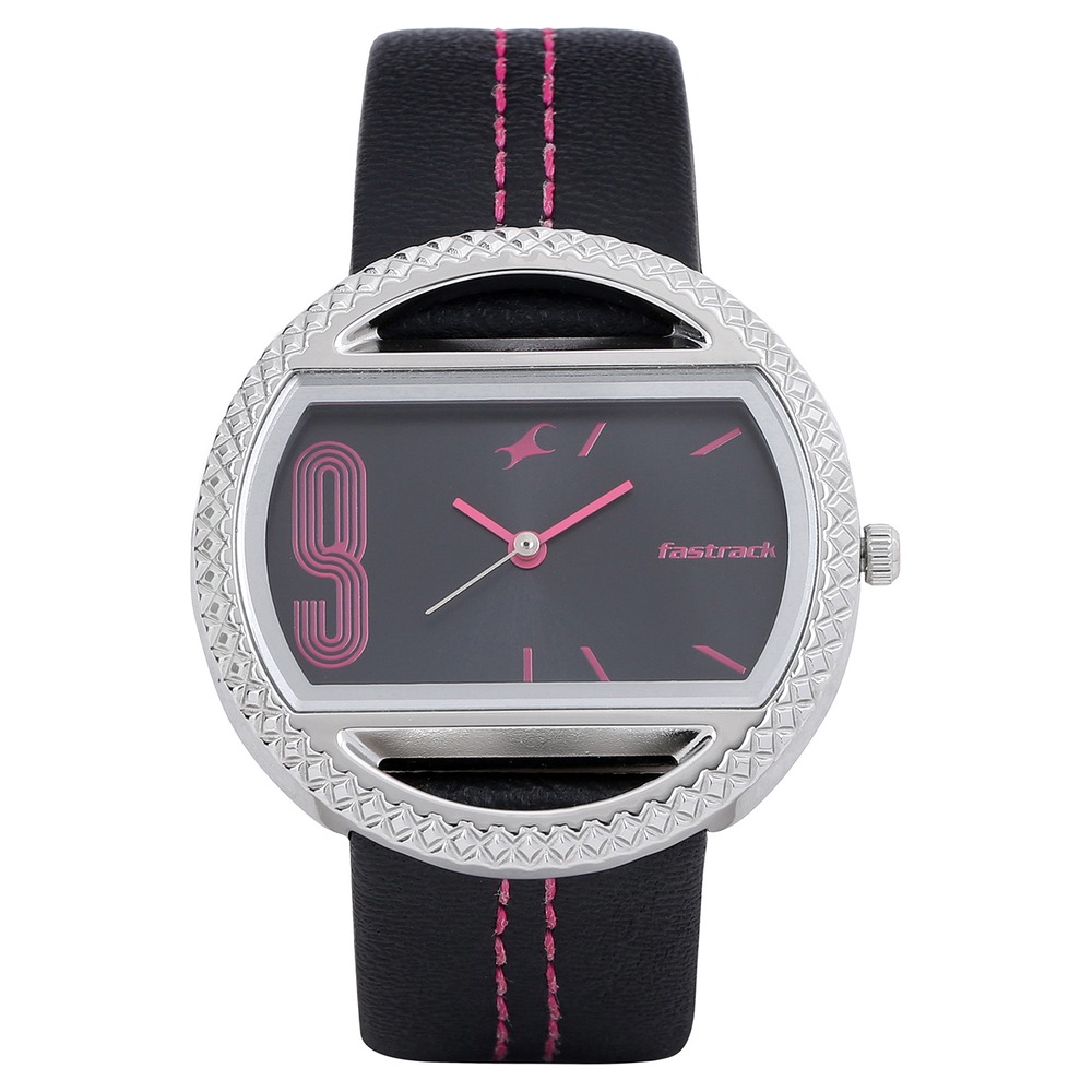 Buy Online Fastrack Quartz Analog Black Dial Leather Strap Watch for ...