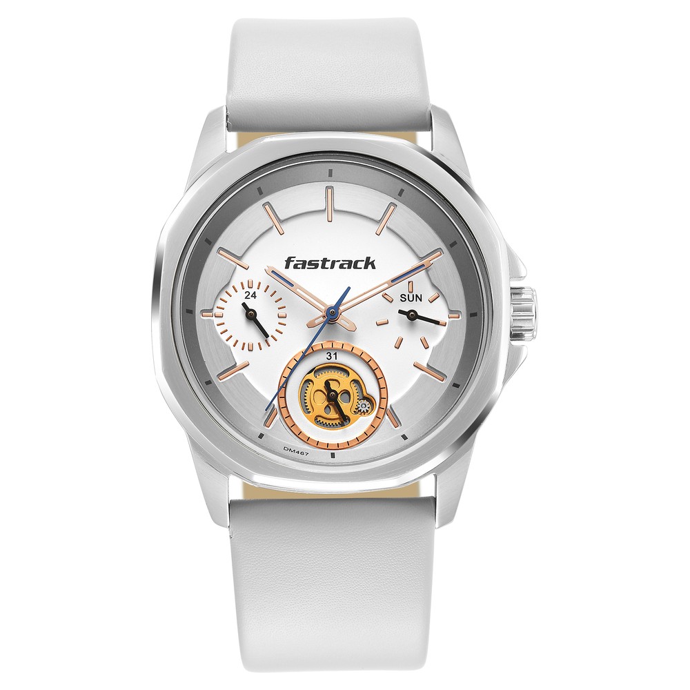 Buy Online Fastrack Exuberant Quartz Analog White Dial Leather Strap ...
