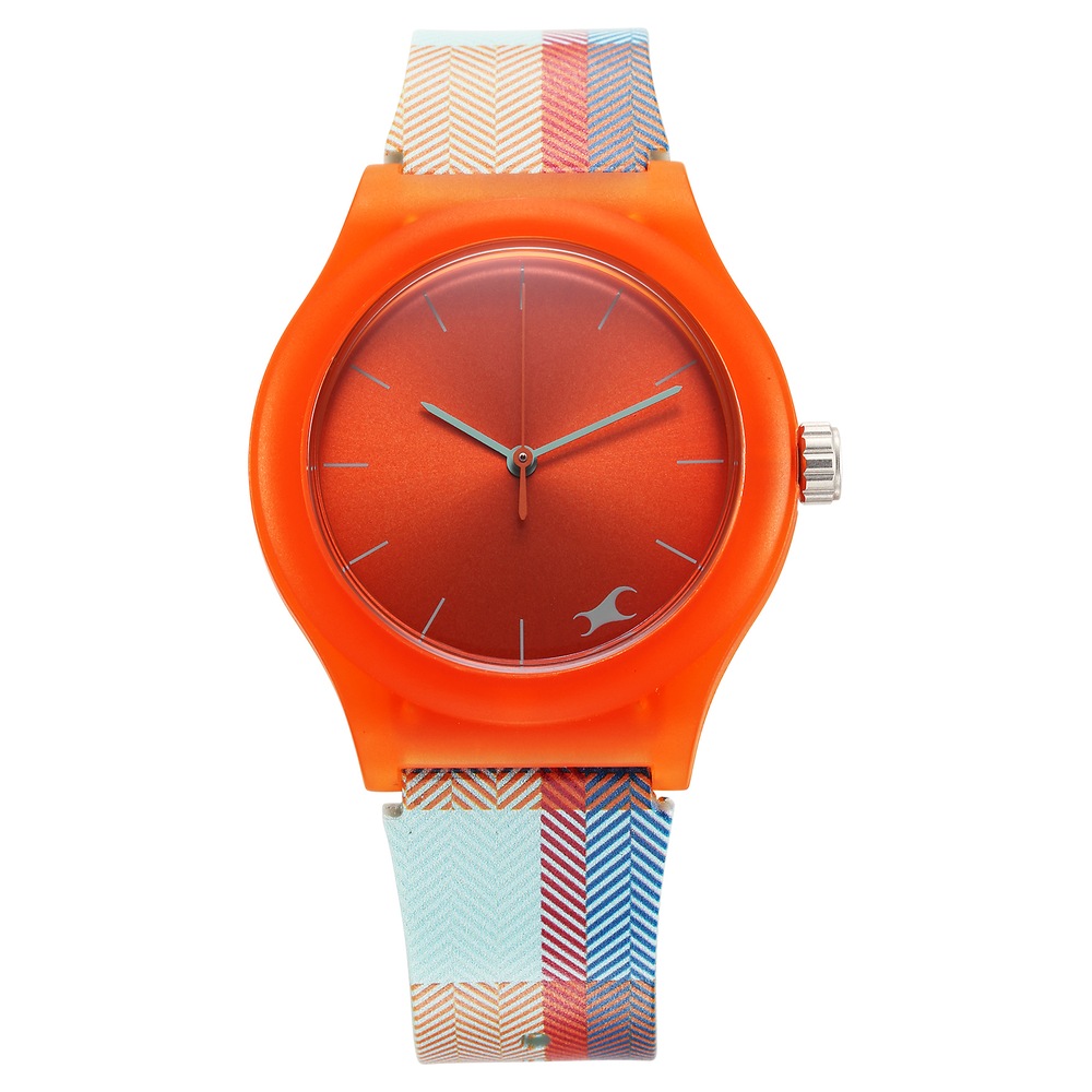 Buy Online Fastrack Tees Urbanique Quartz Analog Orange Dial Silicon ...