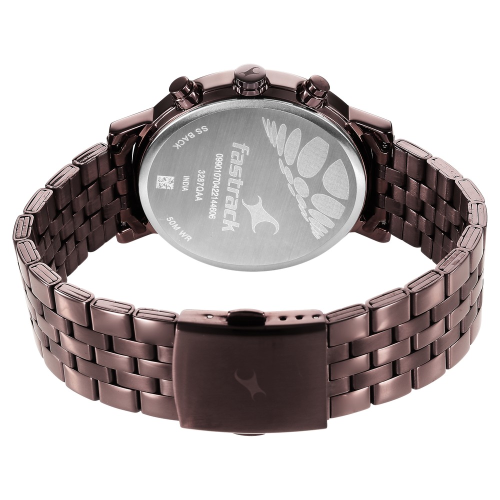 Buy Online Fastrack Tick Tock Quartz Multifunction Brown Dial Metal ...