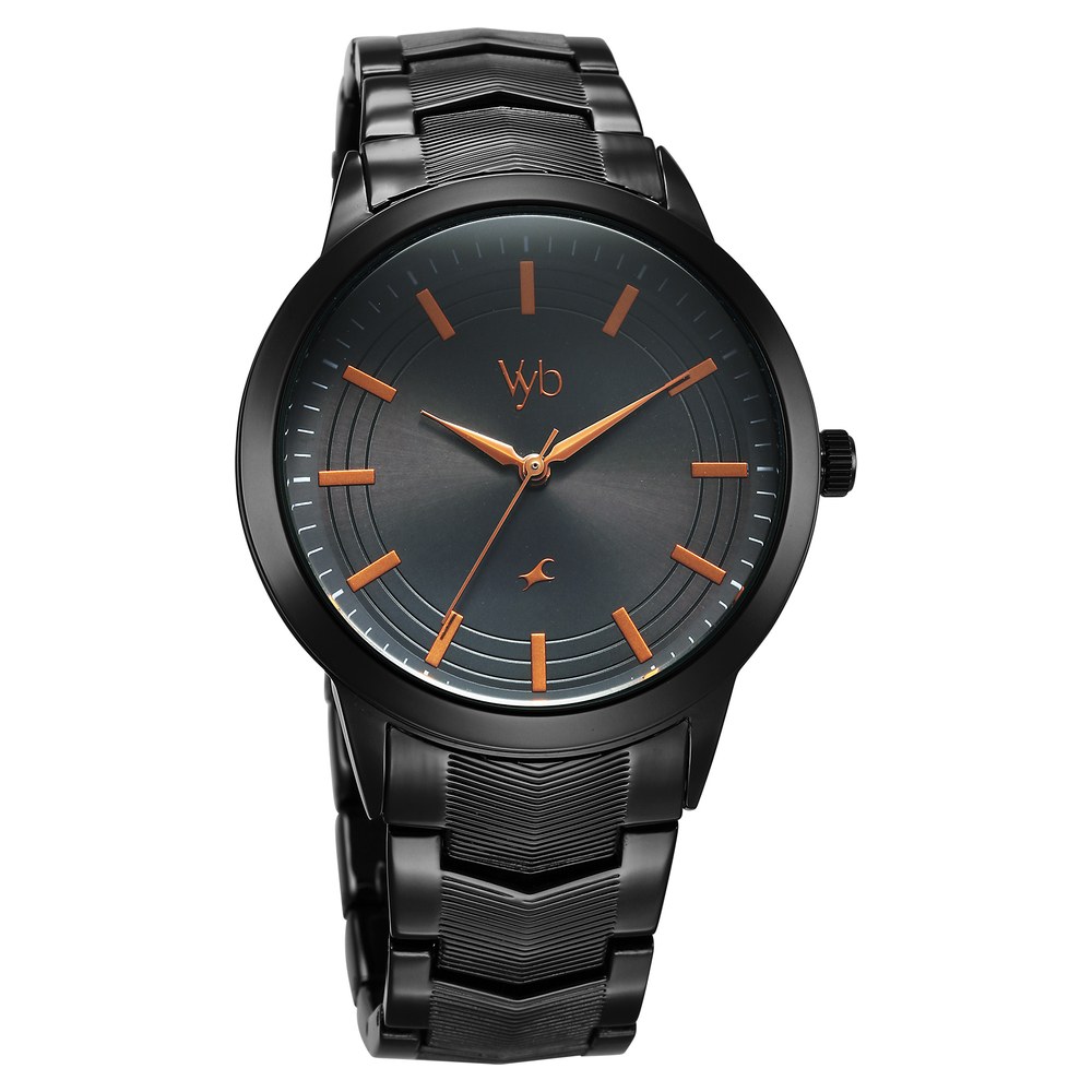 Buy Online Fastrack Vyb Atlas Quartz Analog Black Dial Black Metal ...