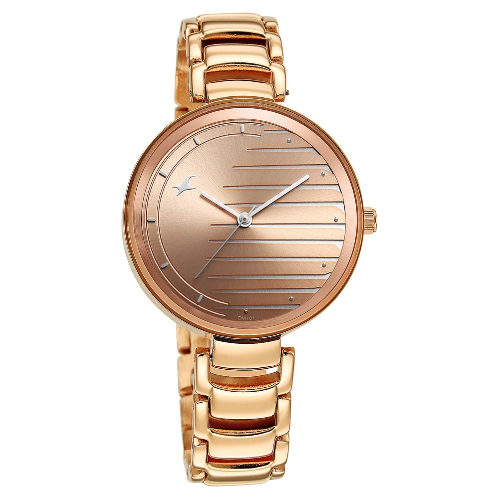 Buy Online Fastrack Style Up Quartz Analog Champagne Dial Metal Strap ...