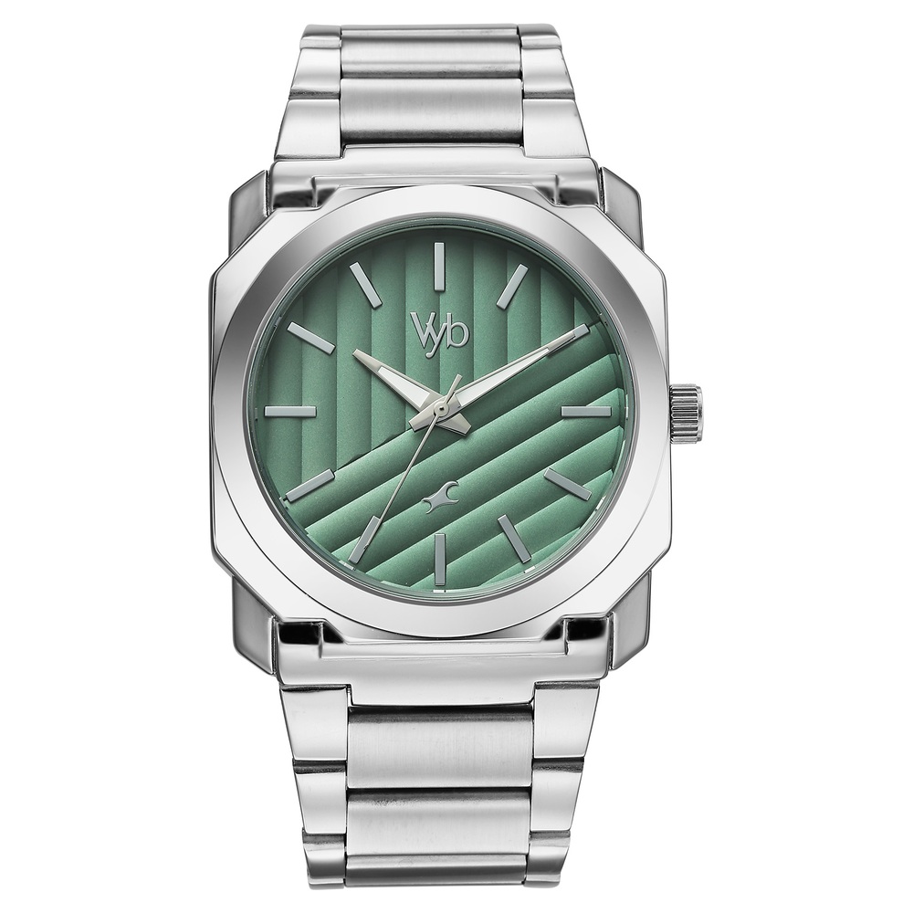 Buy Online Vyb Challenger By Fastrack Quartz Analog Green Dial Silver ...