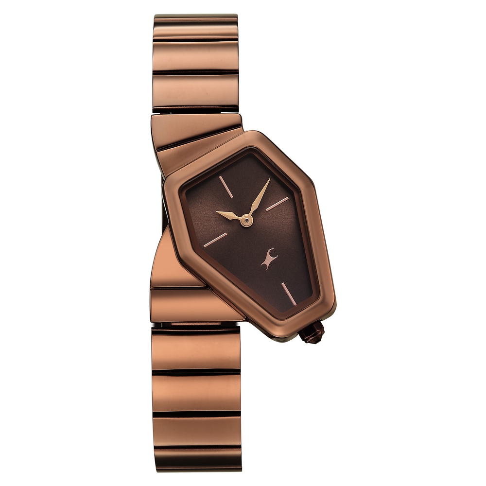 Buy Online Fastrack Wild Quartz Analog Brown Dial Brown Stainless Steel ...