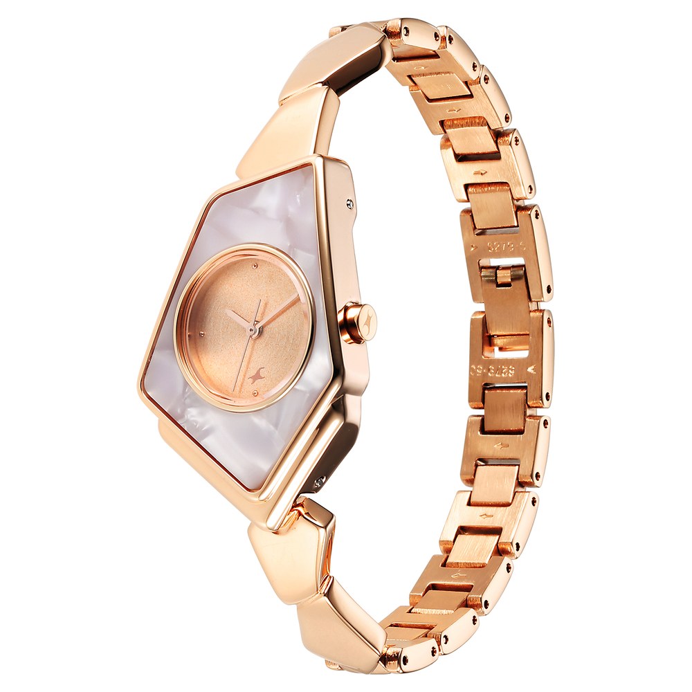 Buy Online Fastrack Younique Quartz Analog Rose Gold Dial Metal Strap ...