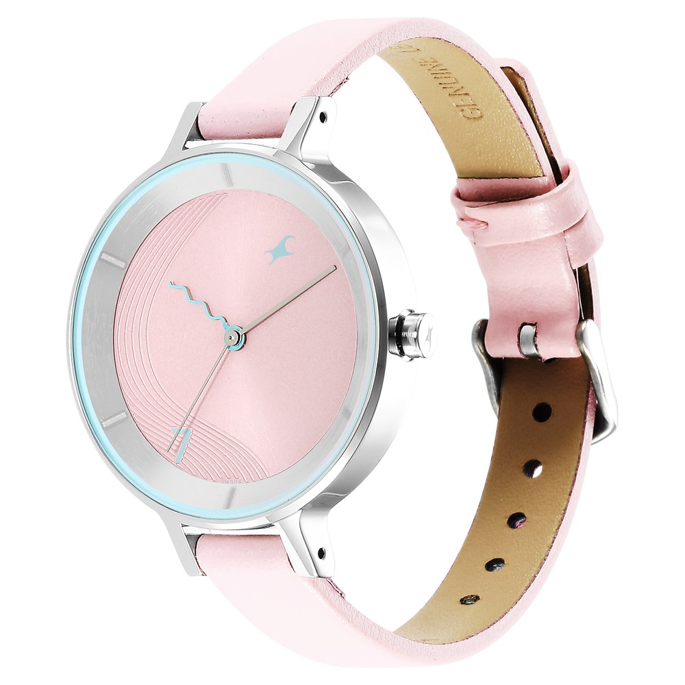 Buy Online Fastrack Stunners Quartz Analog Pink Dial Leather Strap ...