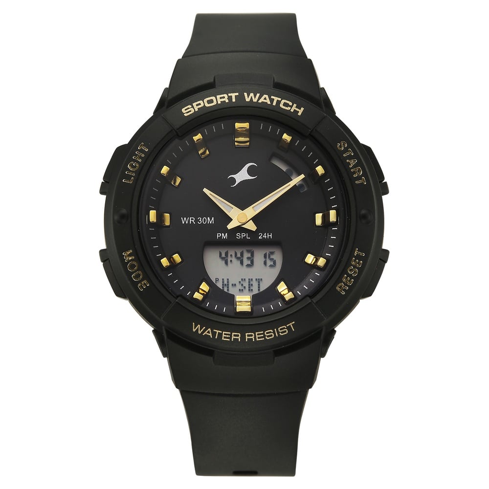 Buy Online Fastrack StreetStyle Quartz Analog Black Dial Black Plastic ...