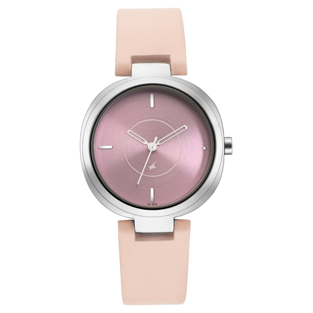 Buy Online Fastrack Stunners Quartz Analog Pink Dial Leather Strap ...