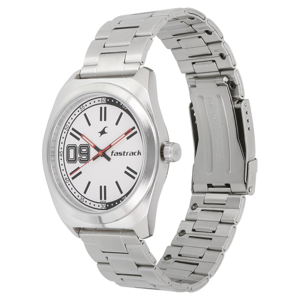 Buy Online Fastrack Varsity Quartz Analog White Dial Stainless Steel ...