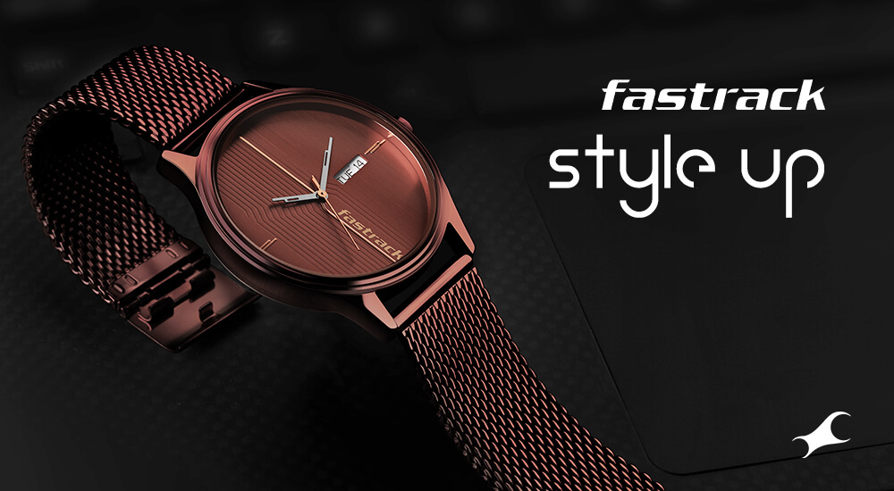 Buy Online Fastrack Style Up Quartz Analog with Day and Date Black Dial ...