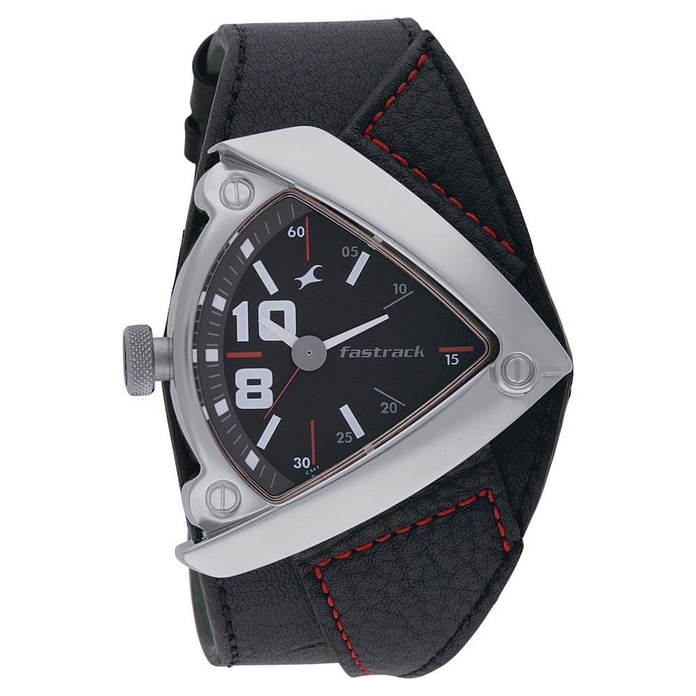 Buy Online Fastrack Quartz Analog Black Dial Leather Strap Watch for ...