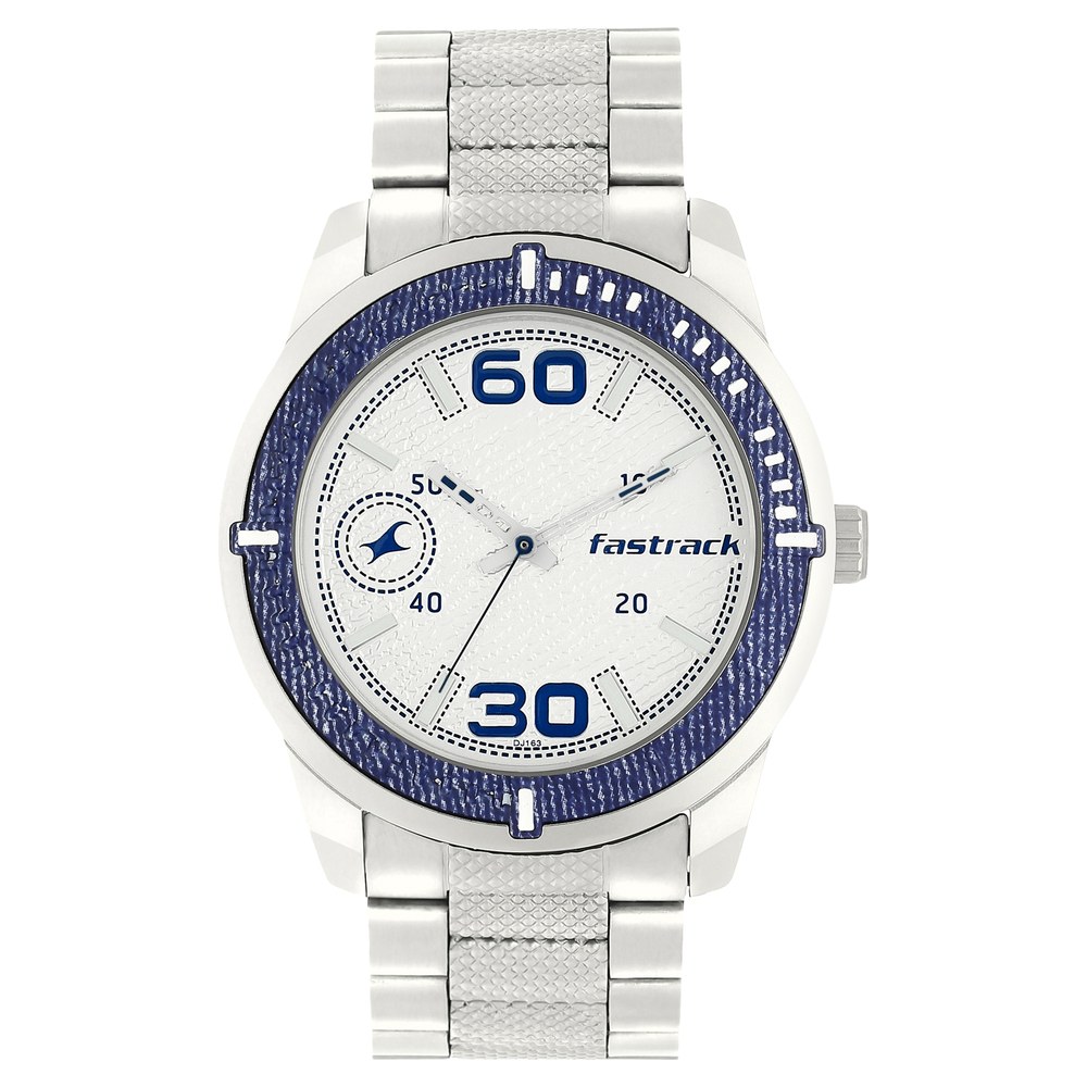 Buy Online Fastrack Denim Quartz Analog Silver Dial Stainless Steel ...