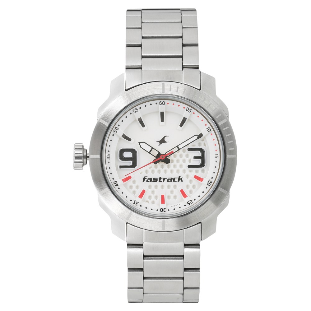 Buy Online Fastrack Loopholes Quartz Analog White Dial Stainless Steel ...