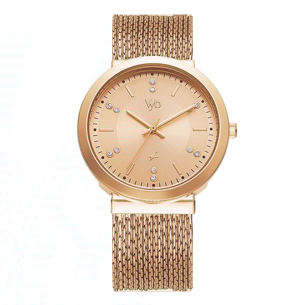 Buy Online Fastrack Vyb Flare Quartz Analog Rose Gold Dial Metal Strap ...