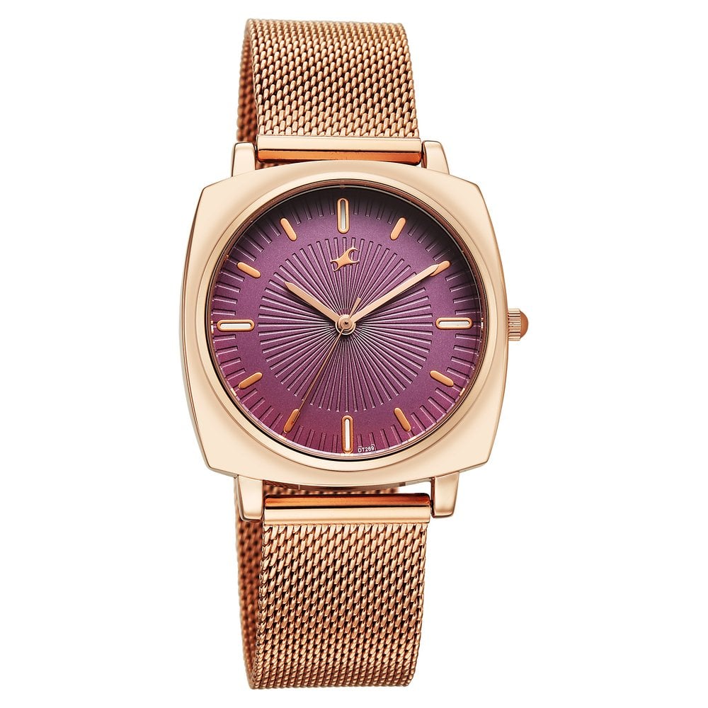 Buy Online Fastrack Stunners Quartz Analog Purple Dial Rose Gold ...
