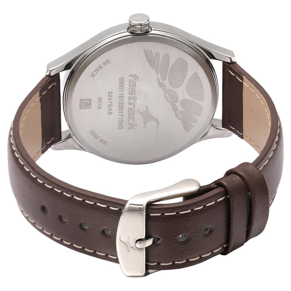 Buy Online Fastrack Bare Basics Quartz Analog Brown Dial Leather Strap ...