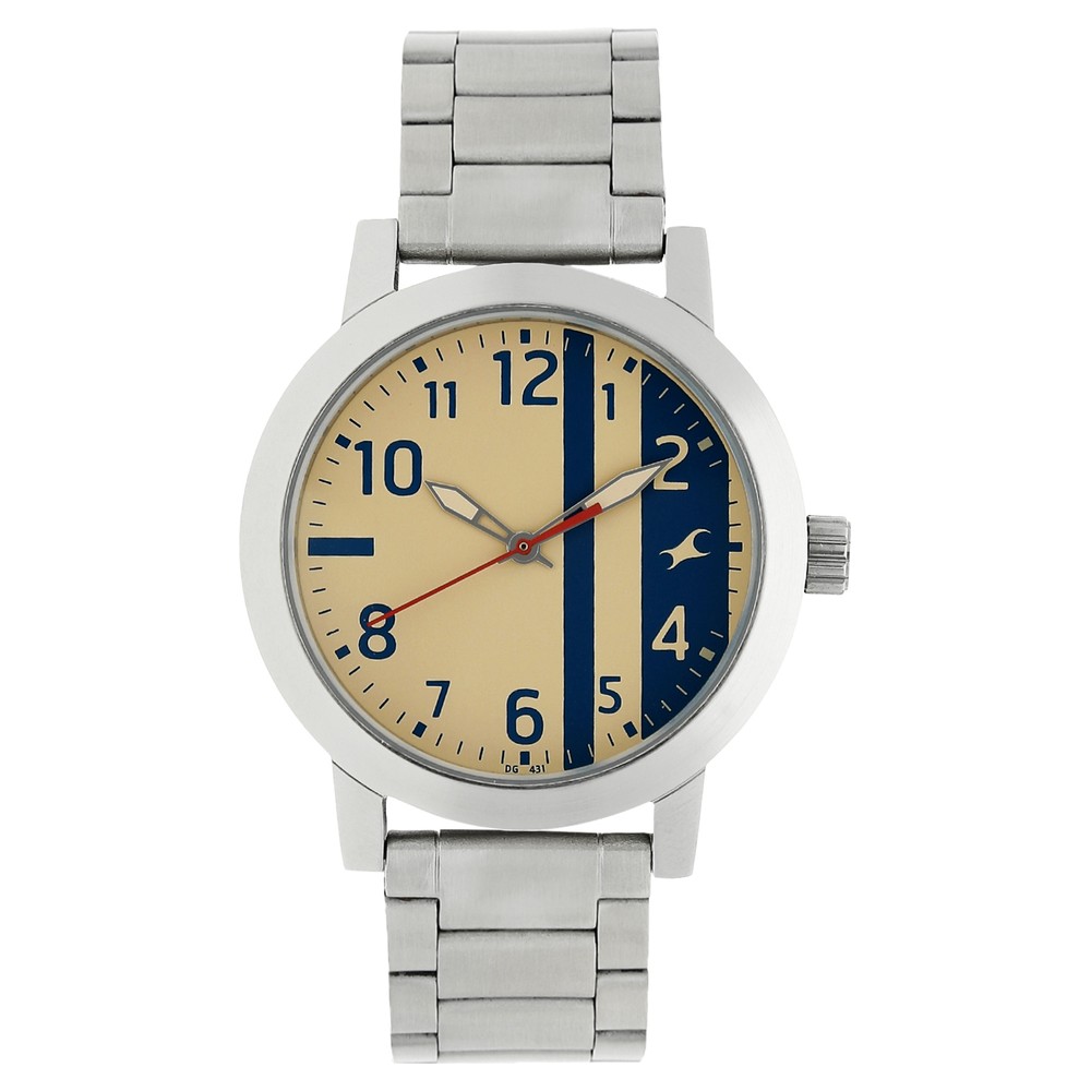 Buy Online Fastrack Bare Basics Quartz Analog Beige Dial Stainless ...