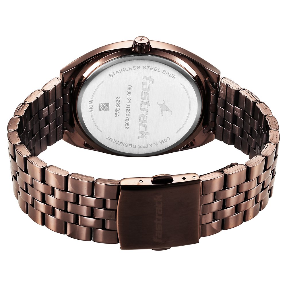Buy Online Fastrack Snob X Brown Dial Metal Strap Watch for Guys ...