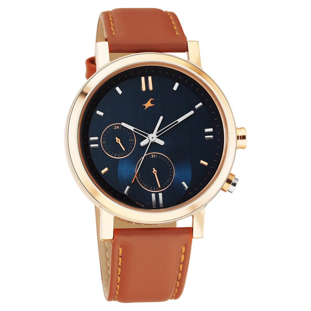 Buy Online Fastrack Tick Tock Quartz Analog Blue dial Leather Strap ...