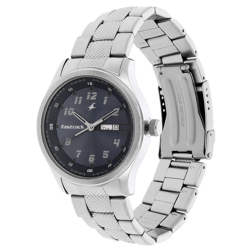 Buy Online Fastrack Quartz Analog Blue Dial Metal Strap Watch for Guys ...