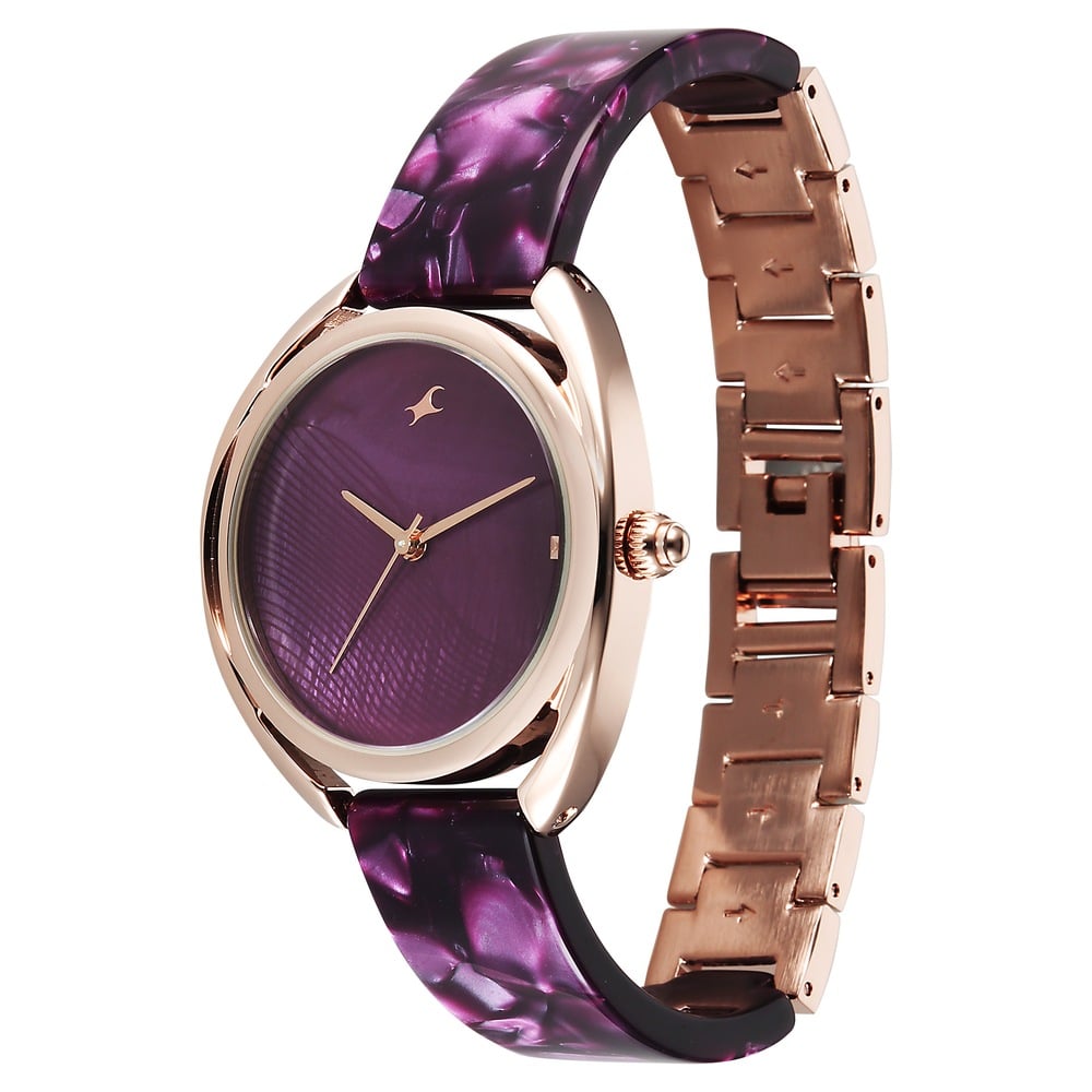 Buy Online Fastrack Younique Quartz Analog Purple Mother Of Pearl Dial ...