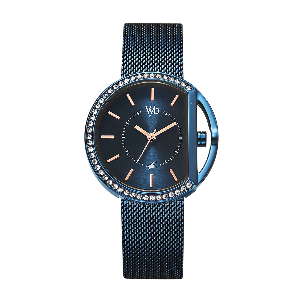 Buy Online Fastrack Vyb Showstopper Quartz Analog Blue Dial Stainless ...