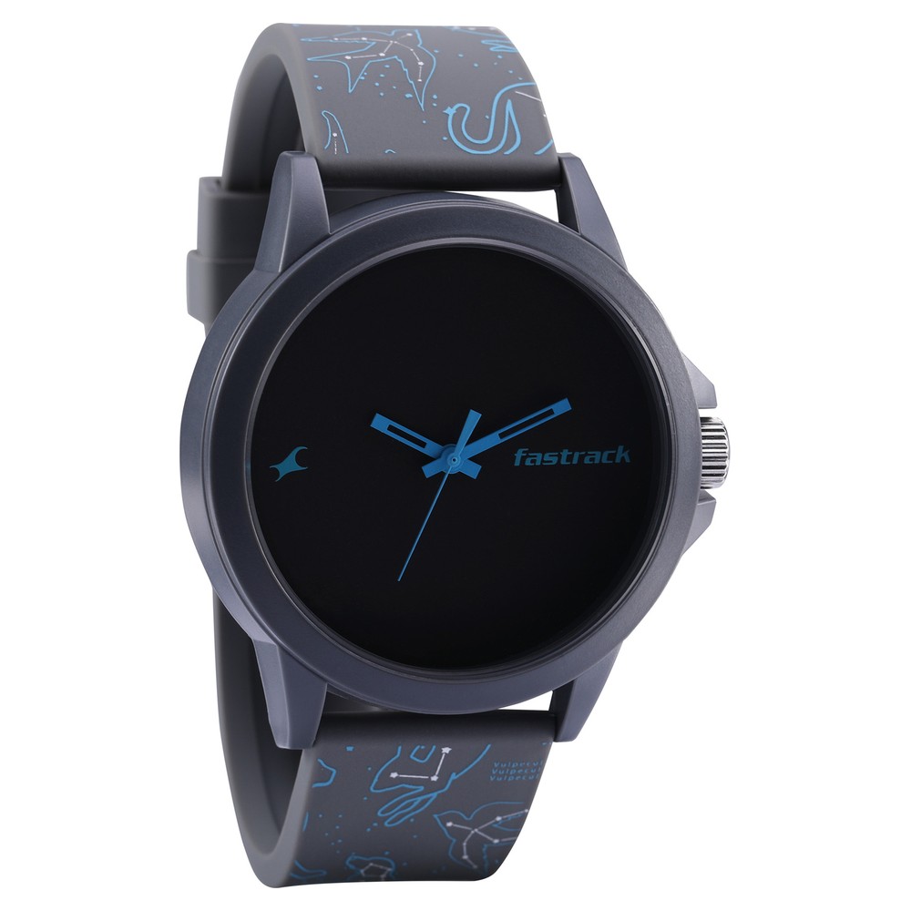 Buy Online Fastrack Space Rover Quartz Analog Black Dial Silicone Strap ...
