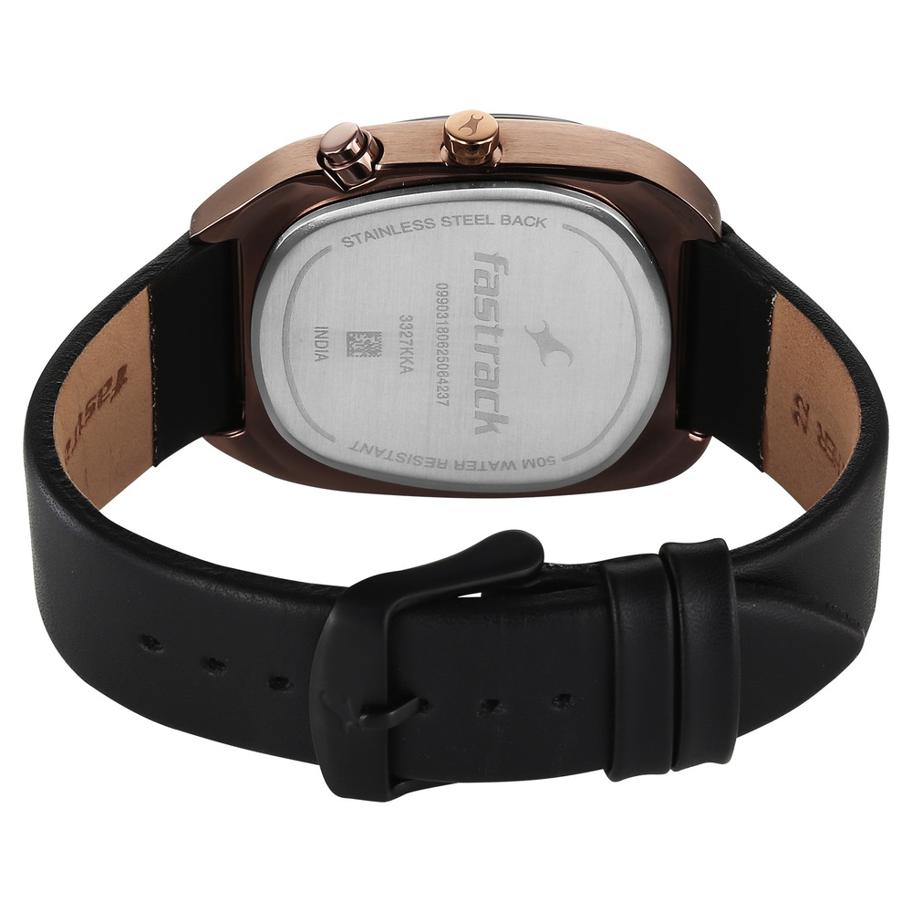 Buy Online Fastrack UFO Quartz Multifunction Black Dial Black Leather ...