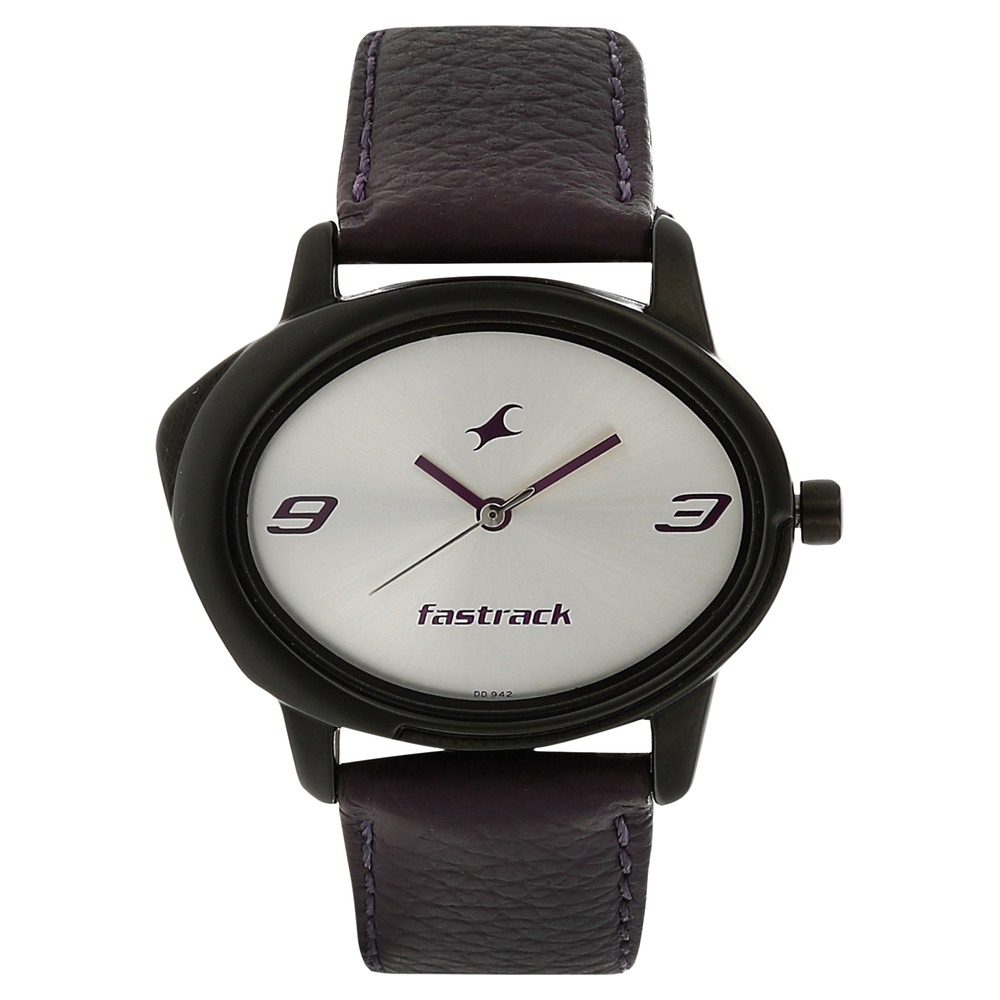 Buy Online Fastrack Quartz Analog Silver Dial Leather Strap Watch for ...
