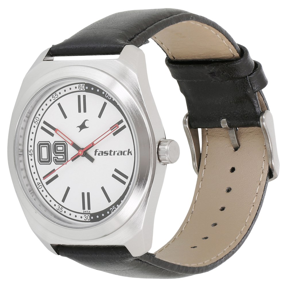 Buy Online Fastrack Varsity Quartz Analog White Dial Leather Strap ...