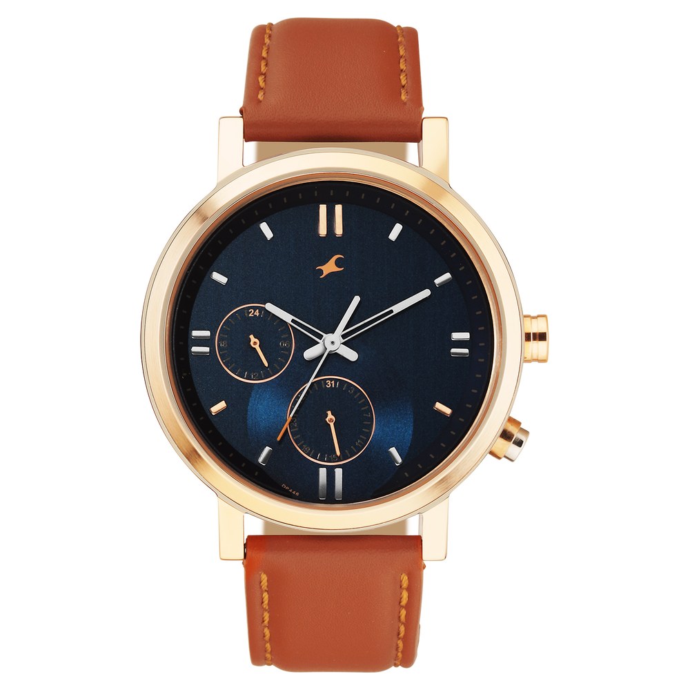 Buy Online Fastrack Tick Tock Quartz Analog Blue dial Leather Strap ...