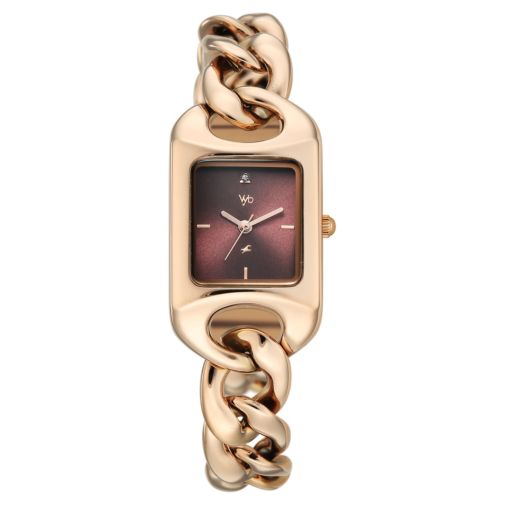 Buy Online Vyb Prodigy By Fastrack Quartz Analog Maroon Dial Rose Gold ...