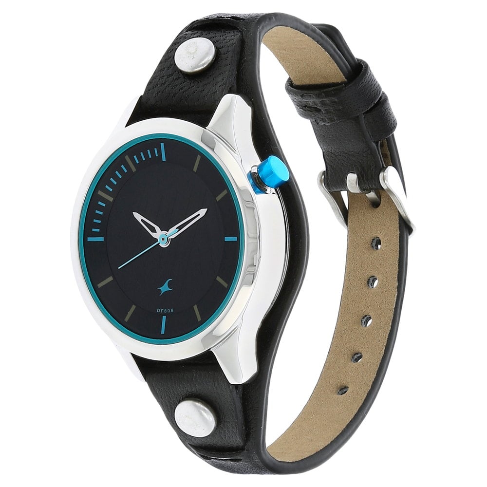 Buy Online Fastrack Motorheads Quartz Analog Black Dial Leather Strap ...