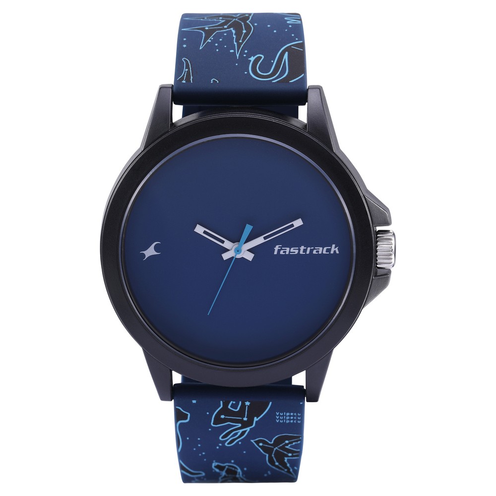 Buy Online Fastrack Space Rover Quartz Analog Blue Dial Silicone Strap ...