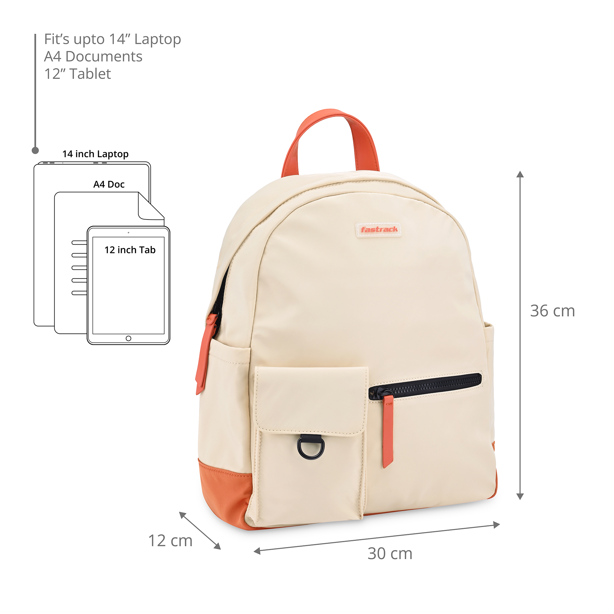 Buy Online Fastrack White & Orange Vibepack laptop backpack ...