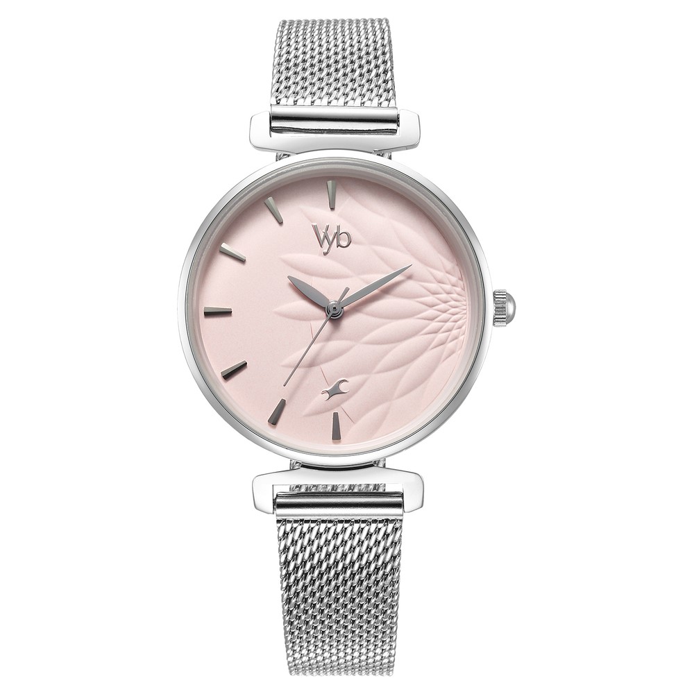 Buy Online Fastrack Vyb Classique Quartz Analog Pink Dial Silver Metal ...