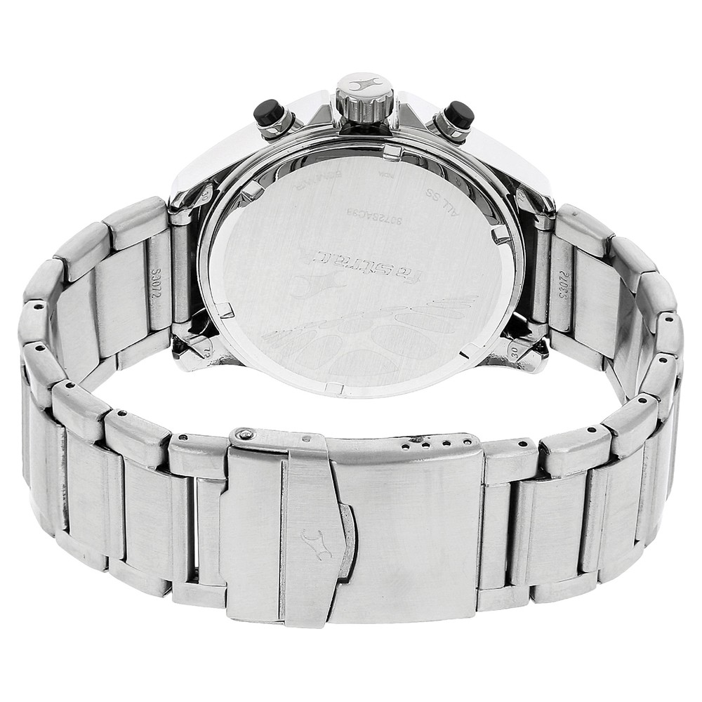 Buy Online Fastrack Big Time Quartz Chronograph Black Dial Metal Strap ...