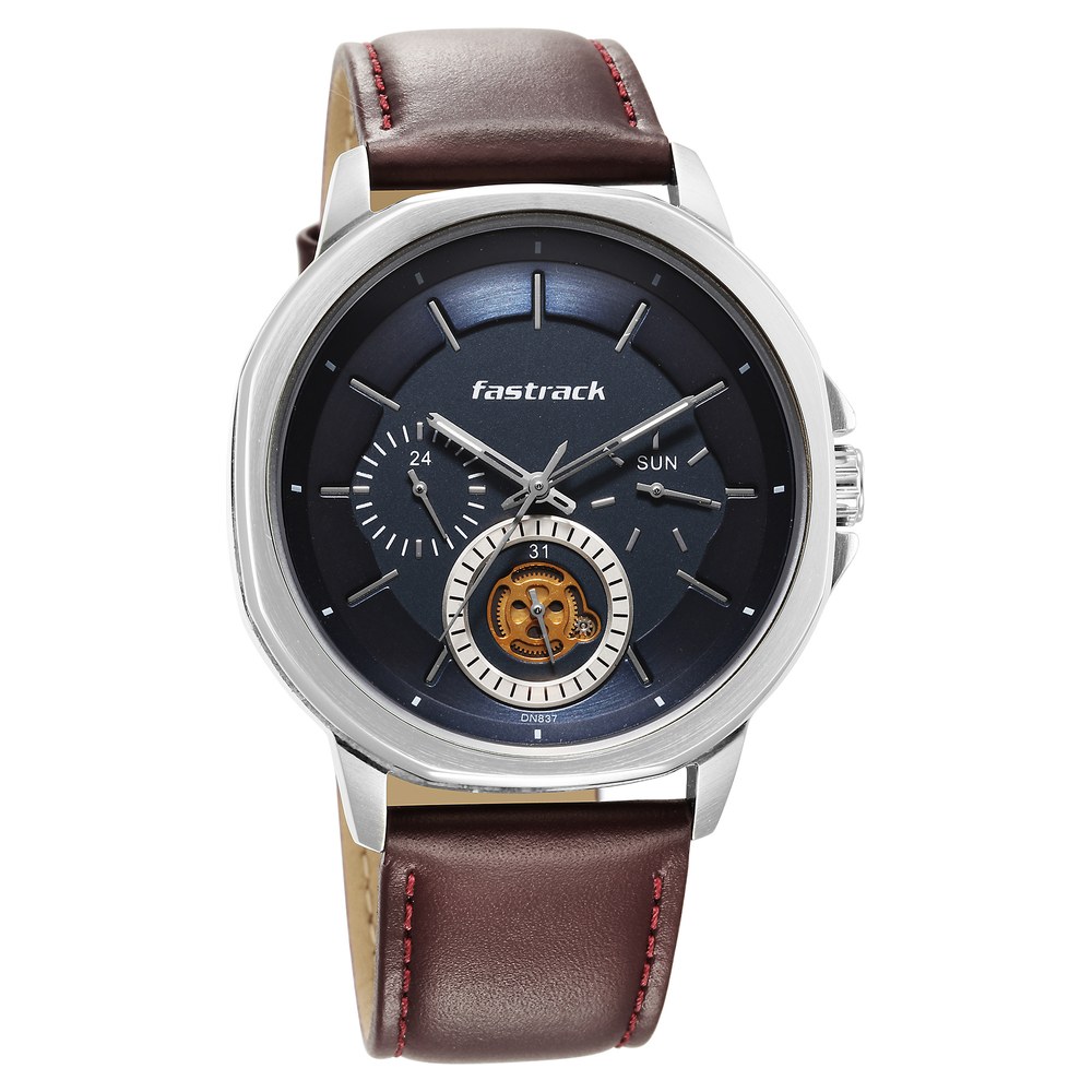 Buy Online Fastrack Exuberant Quartz Multifunction Blue Dial Leather ...