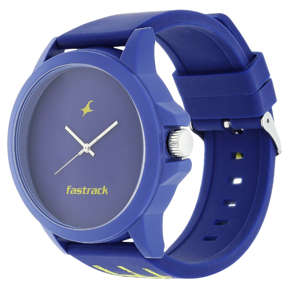 Buy Online Fastrack All Nighters Quartz Analog Blue Dial Silicone Strap ...