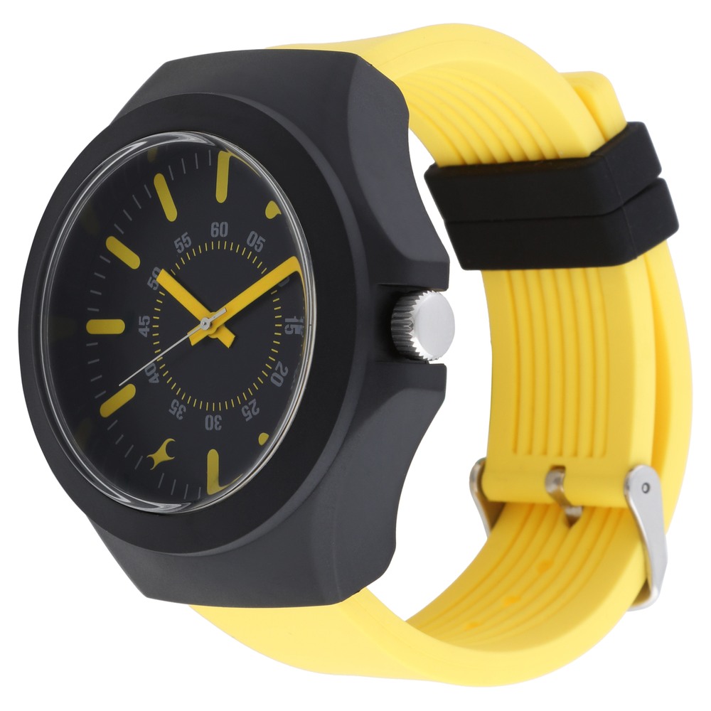 Buy Online Fastrack Tees Quartz Analog Black Dial Silicone Strap Unisex ...