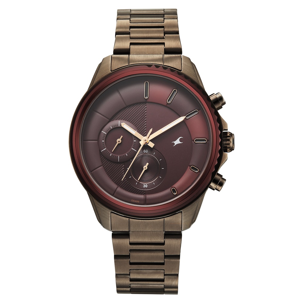 Buy Online Fastrack Wild Quartz Chronograph Maroon Dial Chrome K ...