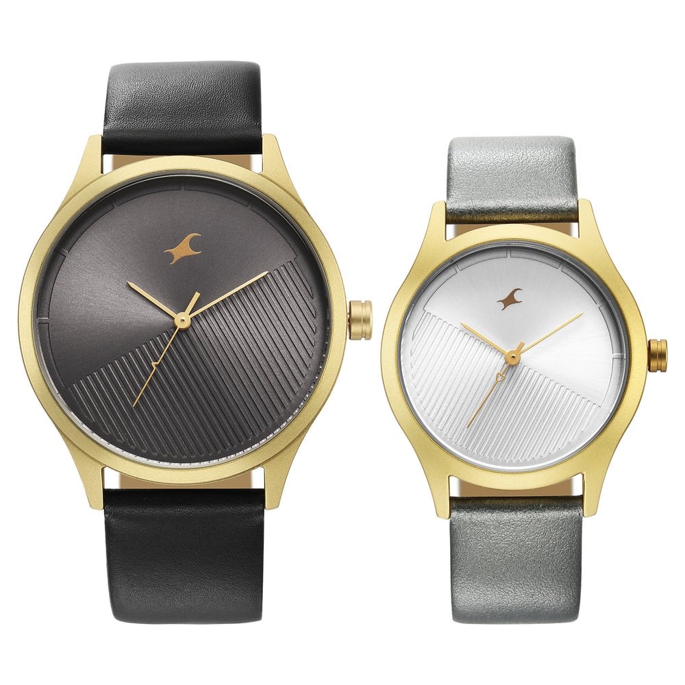 Buy Online Fastrack Mixmatched Couple Watches with Grey and Silver Dial ...