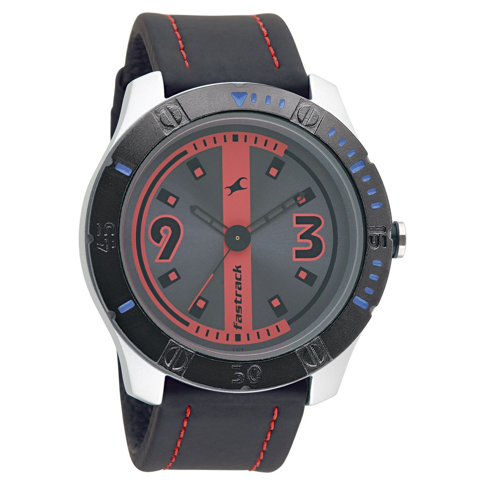 Buy Online Fastrack Quartz Analog Grey Dial Leather Strap Watch for ...