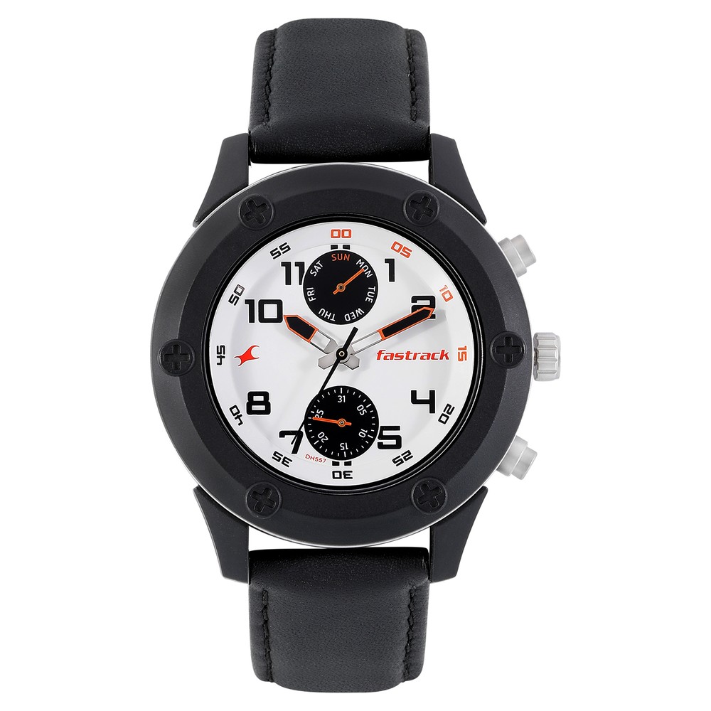 Buy Online Fastrack Modular Quartz Analog White Dial Leather Strap ...