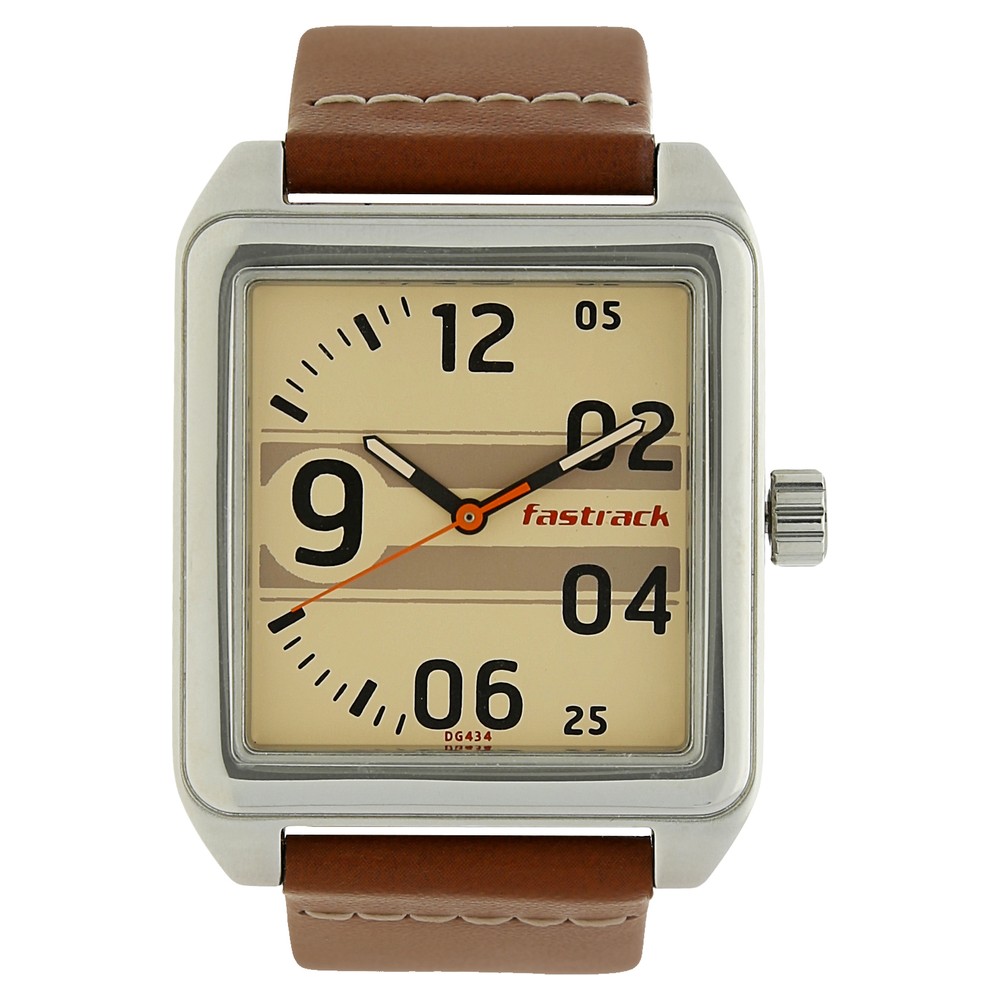 Buy Online Fastrack Bare Basics Quartz Analog Beige Dial Leather Strap ...