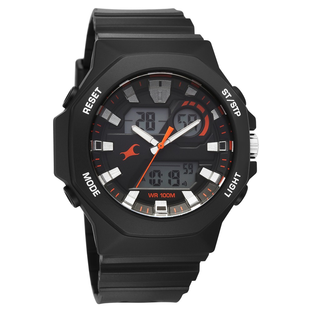 Buy Online Fastrack Streetstyle Quartz Digital Black Dial Black PU ...