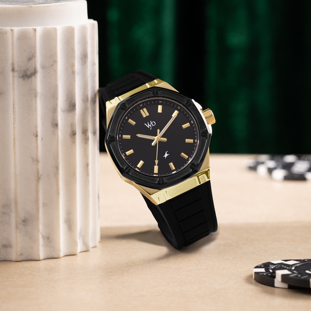 Buy Online Vyb Rebel By Fastrack Quartz Analog Black Dial Black ...