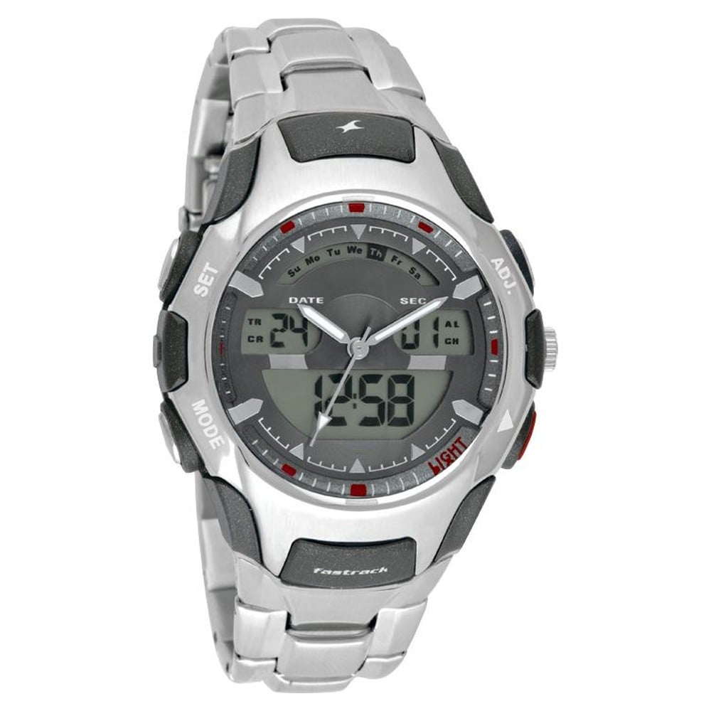 Buy Online Fastrack Quartz Analog Digital Grey Dial Metal Strap Watch ...