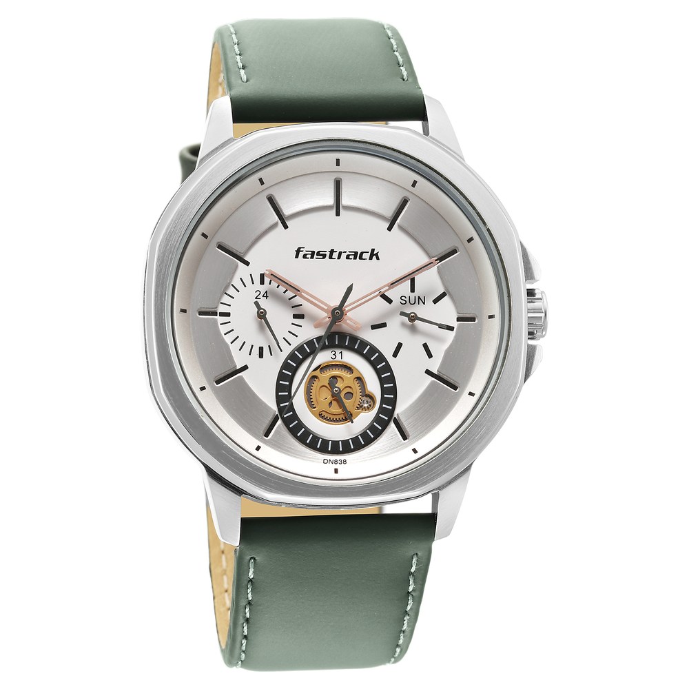 Buy Online Fastrack Exuberant Quartz Multifunction White Dial Leather ...